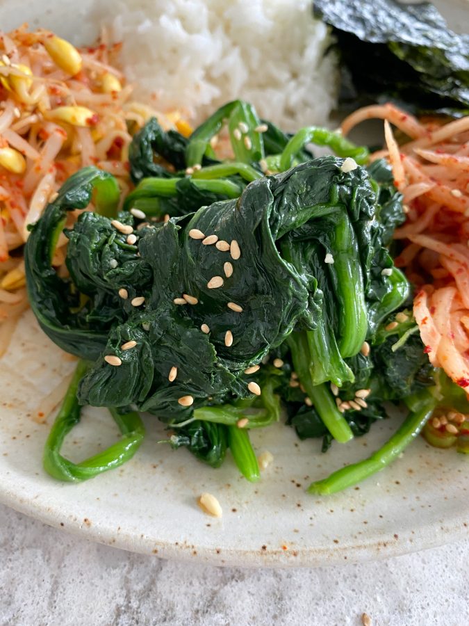 Korean Marinated Spinach Banchan: Sigeumchi Namul • Hip Foodie Mom